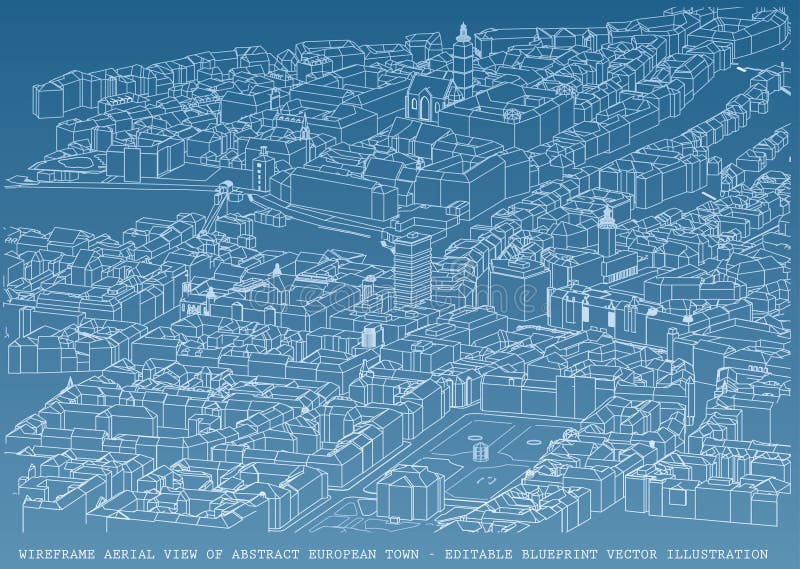 Blueprint town stock vector. Illustration of frame, roof - 104043830