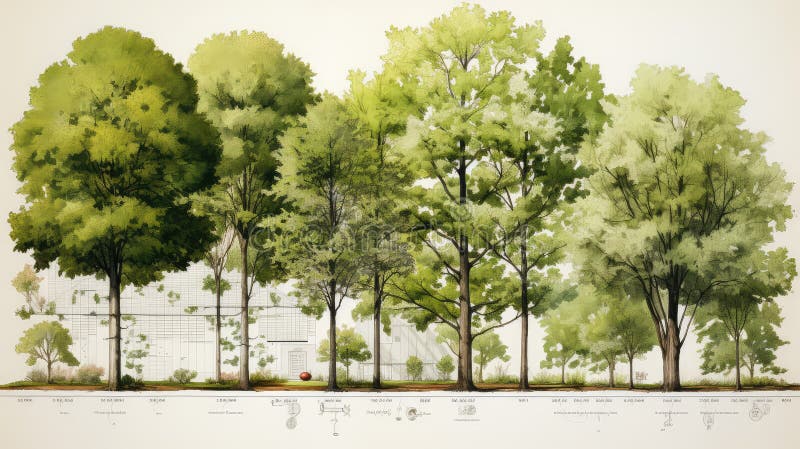 Blueprint Tree Plan Drawings Stock Image - Image of landscape, drawings ...