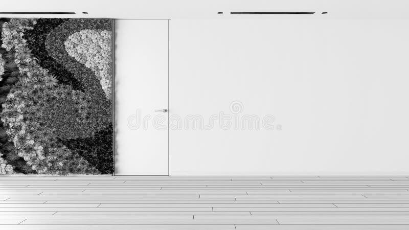 Blueprint Unfinished Project Draft, Empty Room Interior Design, Open ...