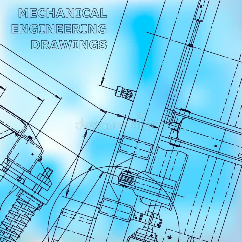 Blue Mechanical Engineering Drawings Stock Vector - Illustration of ...