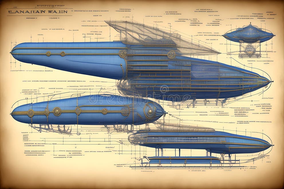 Blueprint of Vimana Flying Machine, Generative AI Illustration Stock ...