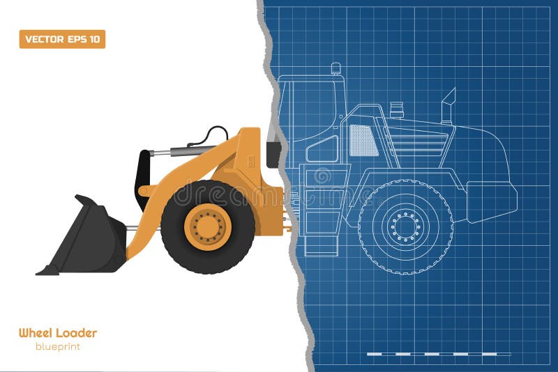 Wheel Loader on White Background. Top, Side and Front View. Hydraulic ...