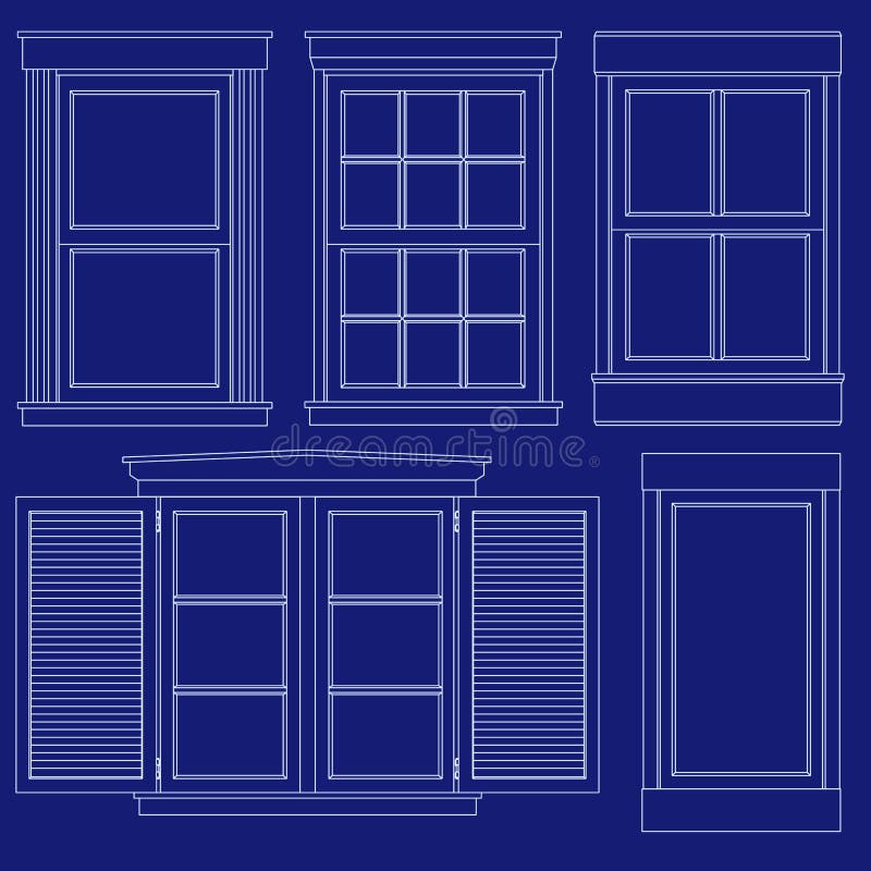 Blueprint Window Illustrations Stock Vector - Illustration of vector ...