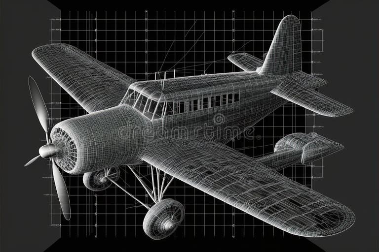 Blueprint of Wireframe Airplane Stock Illustration - Illustration of ...