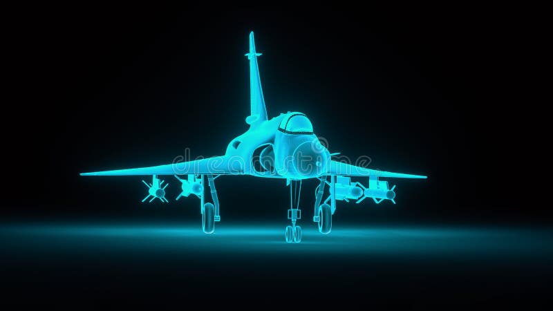 Blueprint Wireframe from an Fighter Jet 3d Rendering Stock Illustration ...