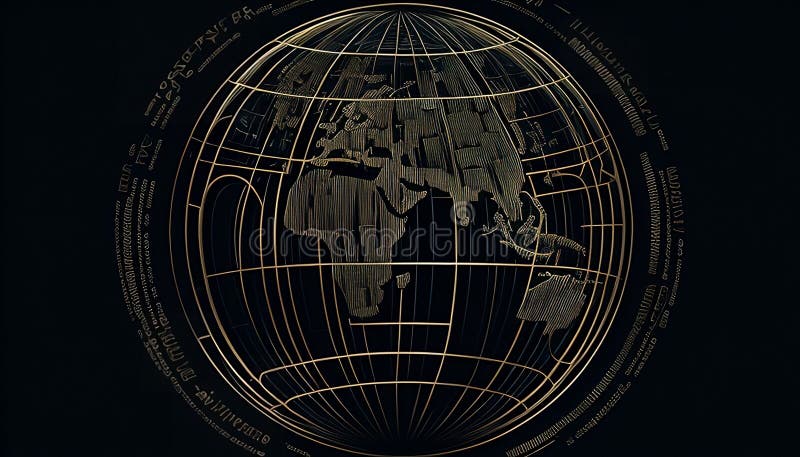 Blueprint Wireframe of Translucent Earth on Black Background Made with ...