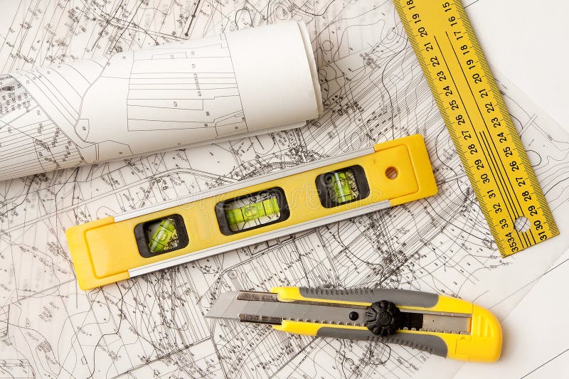 Blueprint, Work Tool stock image. Image of construction - 23442355