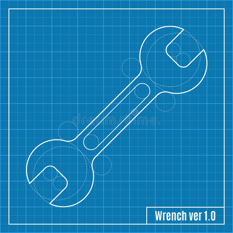 Blueprint of wrench. stock vector. Illustration of mechanical - 54933085