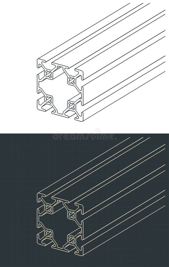 Blueprints of Aluminum Profile Stock Vector - Illustration of component ...