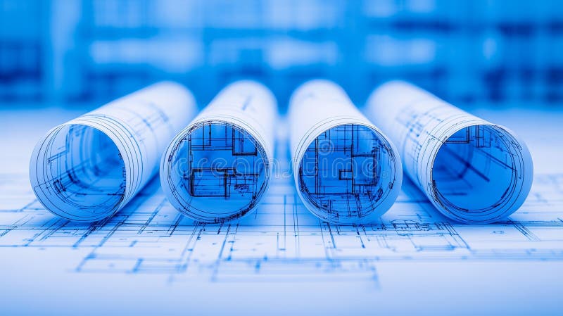 Blueprints of Architecture, Rolled Architectural Plans, Construction ...