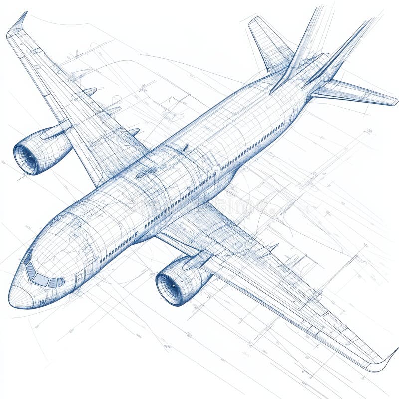 Blueprints Detailing the Design and Structure of an Airplane in a ...