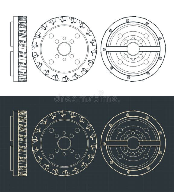Blueprints of Disc Mill Cutter Stock Vector - Illustration of drawings ...