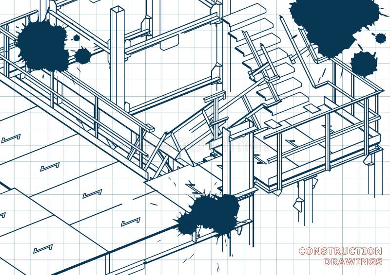 Blueprints. Engineering Backgrounds. Draft. Ink. Blots Stock Vector ...