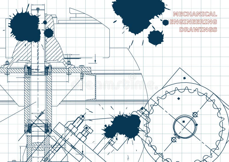 Blueprints. Engineering Backgrounds. Draft. Ink. Blots Stock Vector ...