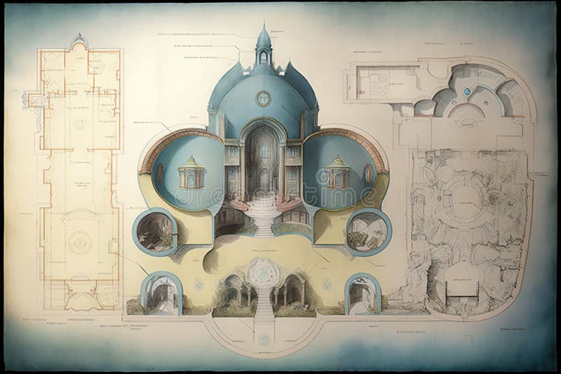 Blueprints Floorplan of a Fantasy Palace Created by Generative AI Stock ...