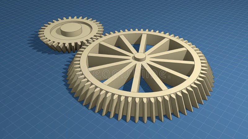 Blueprints and gears stock illustration. Illustration of document ...