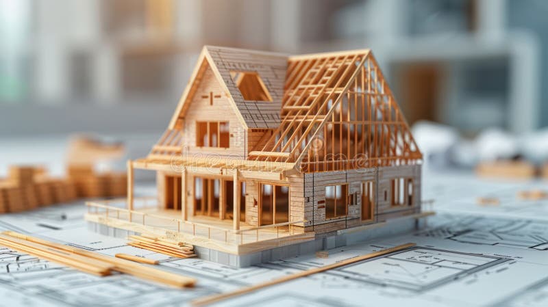 Blueprints for a House Under Construction: Building Project Progress ...