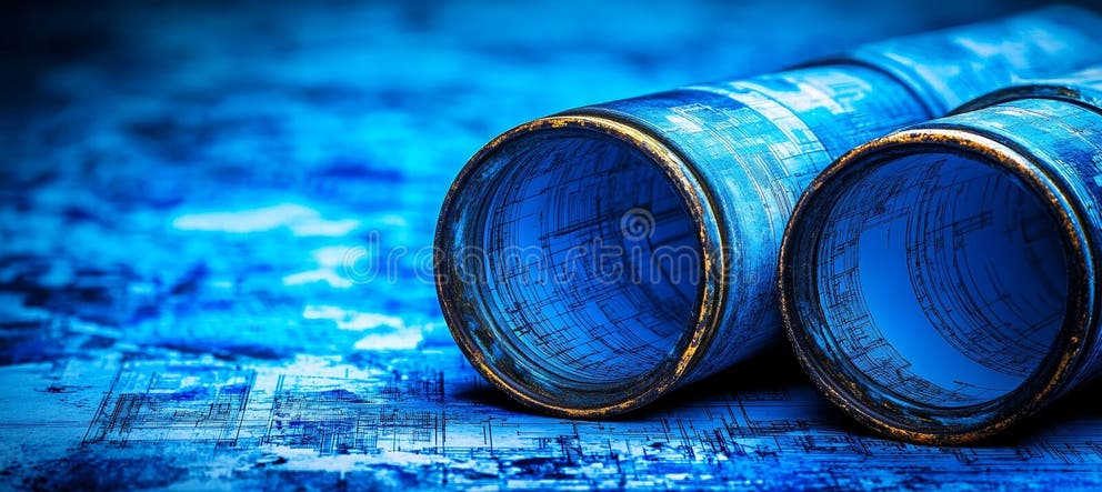 Blueprints. Macro Shot of Architectural Project Drawings, Rolled Up ...