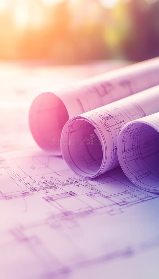 Blueprints and Plans for Project Development Construction in Soft Focus ...