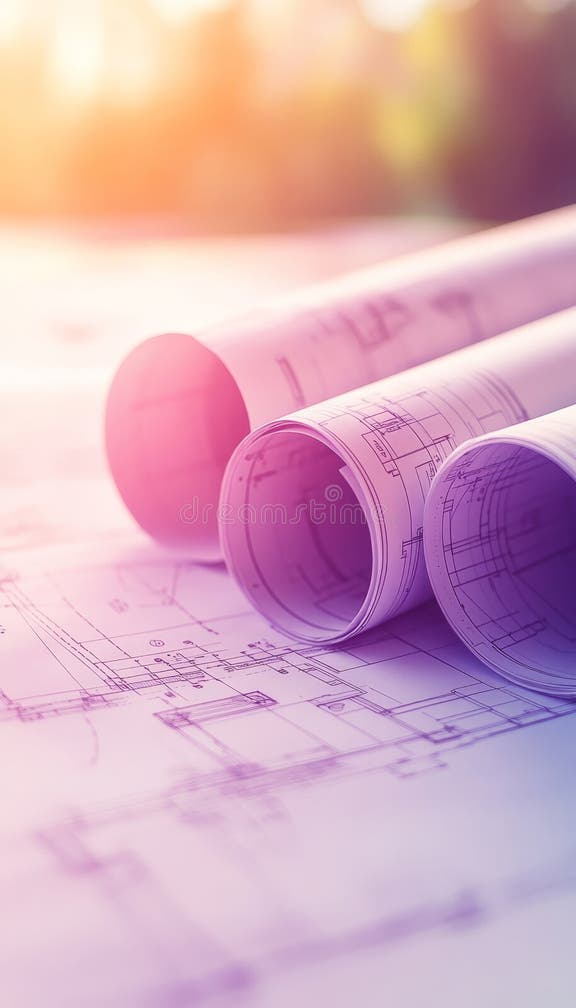 Blueprints and Plans for Project Development Construction in Soft Focus ...