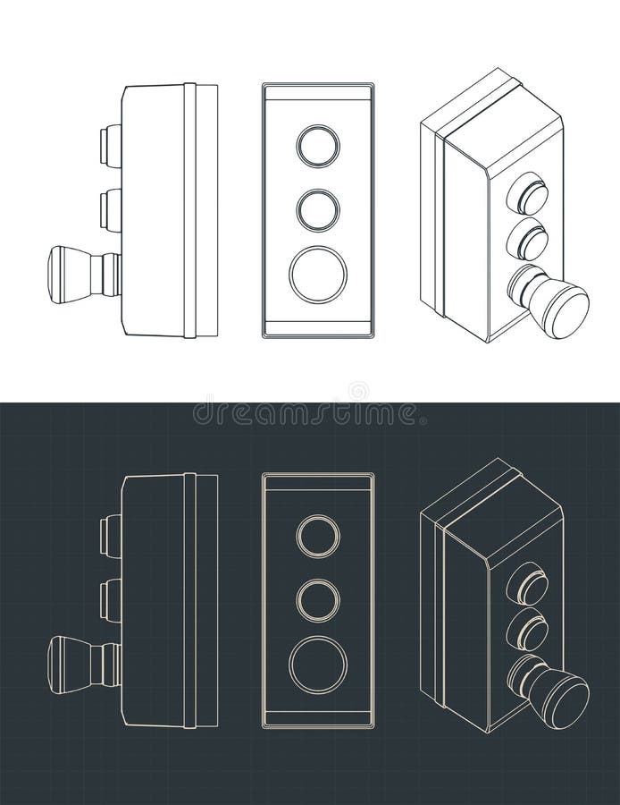 Blueprints of Push Button Switch Control Box Stock Vector ...