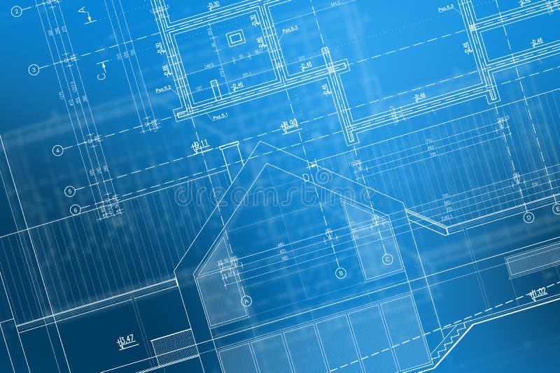 Blueprints of Residential Building Stock Illustration - Illustration of ...