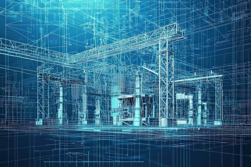 Detailed Blueprint of an Industrial Structure Showcasing Advanced ...