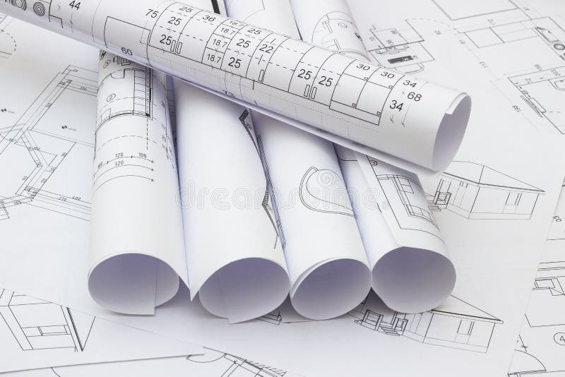 Blueprints rolls stock image. Image of buildings, rolled - 45151685
