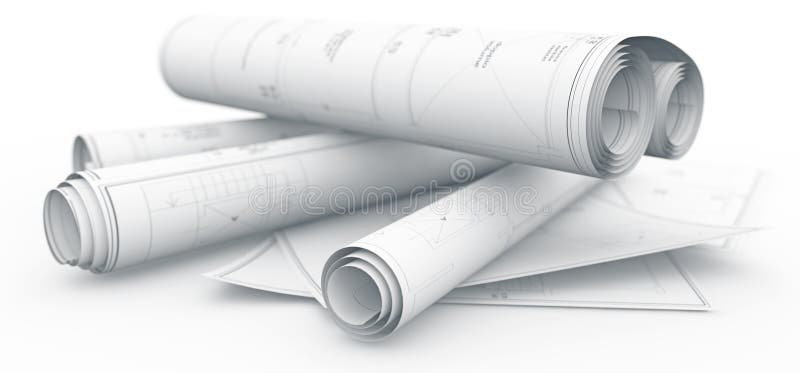 Blueprints on White Background Stock Illustration - Illustration of ...