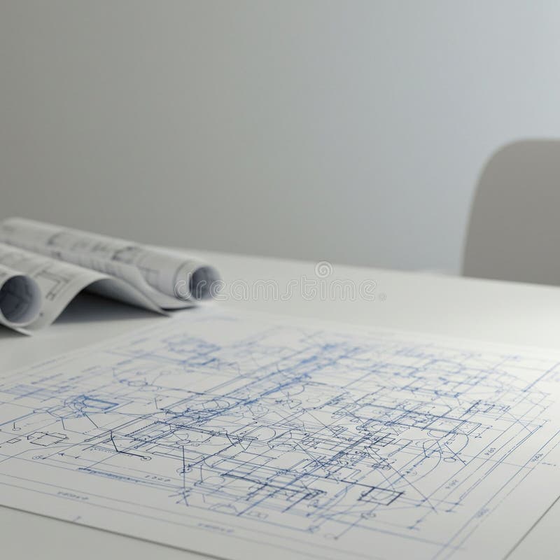 Blueprints are Spread Across a White Table, Featuring Intricate ...
