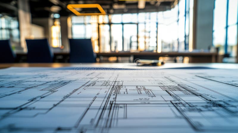 Blueprints on Table in Modern Meeting Room, Showcasing Strategic ...