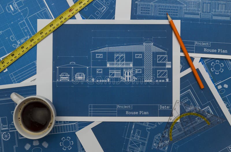 Blueprints and Tools stock photo. Image of line, engineering - 45700520