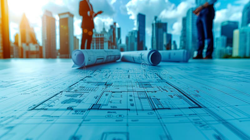 Blueprints for Urban Development Projects. City Planners and Developers ...