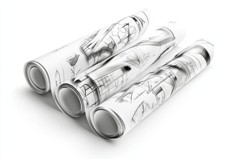 Blueprints on a White Background Technical Diagrams for Architectural ...