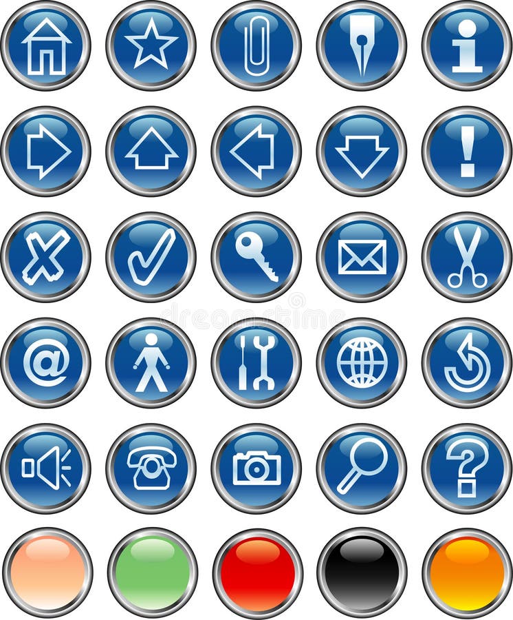 Blue web buttons long stock vector. Illustration of click - 9724706