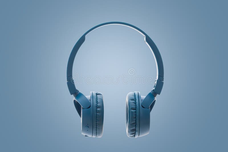 Bluetooth Blue Headphone on Blue Background Stock Image - Image of ...