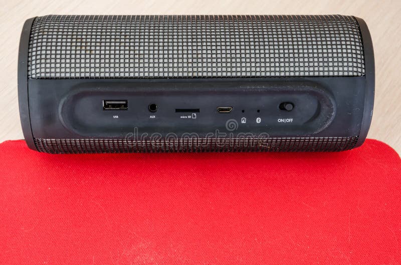 Bluetooth Column on a Red Background. Black, Portable Speaker Isolated ...