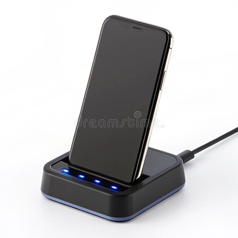 Bluetooth Enabled Phone Charging Dock with LED Lighting Isolated on ...