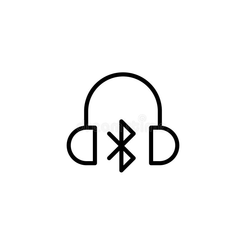 Bluetooth Headphones Line Icon, Vector Flat Design Illustration Stock ...