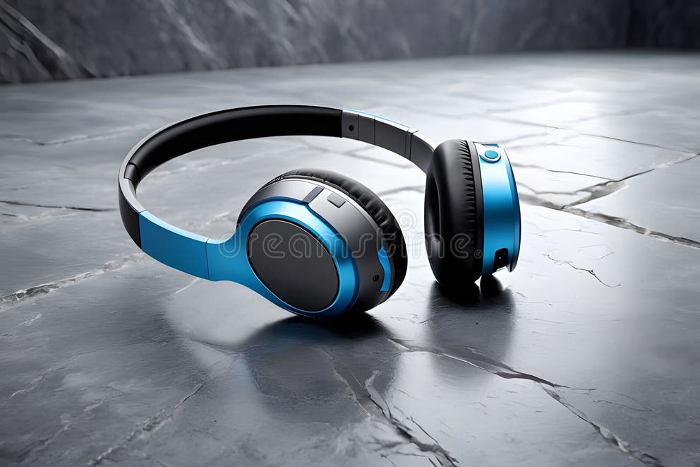Bluetooth Headset Placed on a Textured Gray Stone Surface, Showcasing ...