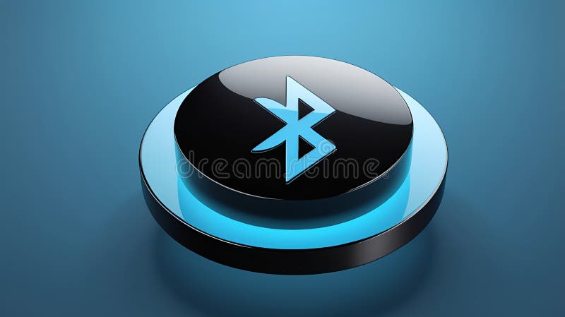 Bluetooth Icon Button on Blue Background Stock Illustration ...