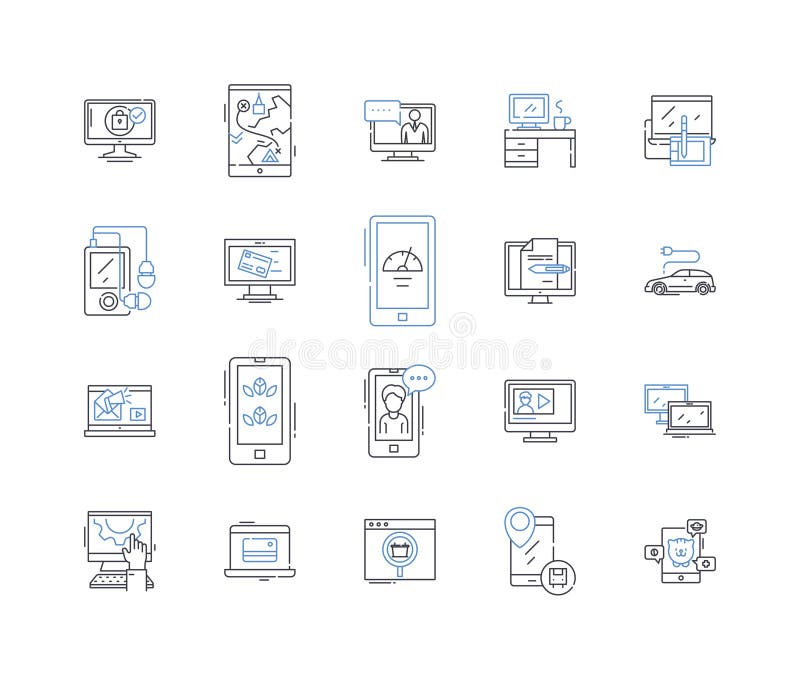 Bluetooth Line Icons Collection. Wireless, Connectivity, Headphs ...