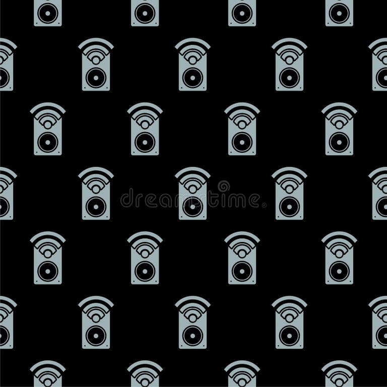 Bluetooth Speaker Icon Seamless Pattern Isolated on Black Background ...