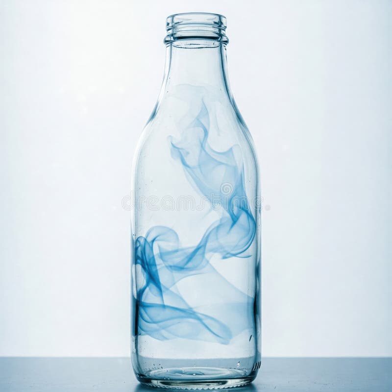 Bluish Smoke Inside a Glass Bottle. Stock Image - Image of surrealism ...
