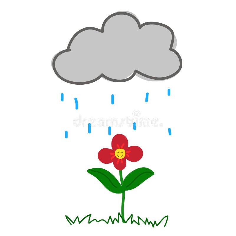 Blume im Regnen vektor abbildung. Illustration von platz - 30784140