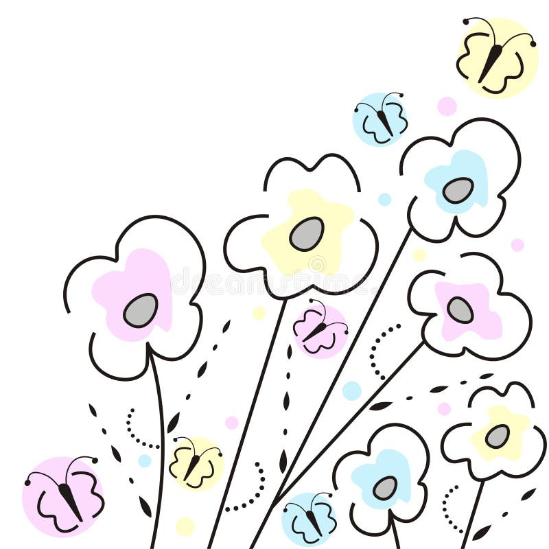 Bunte Blumen vektor abbildung. Illustration von grün, bunt - 5687701