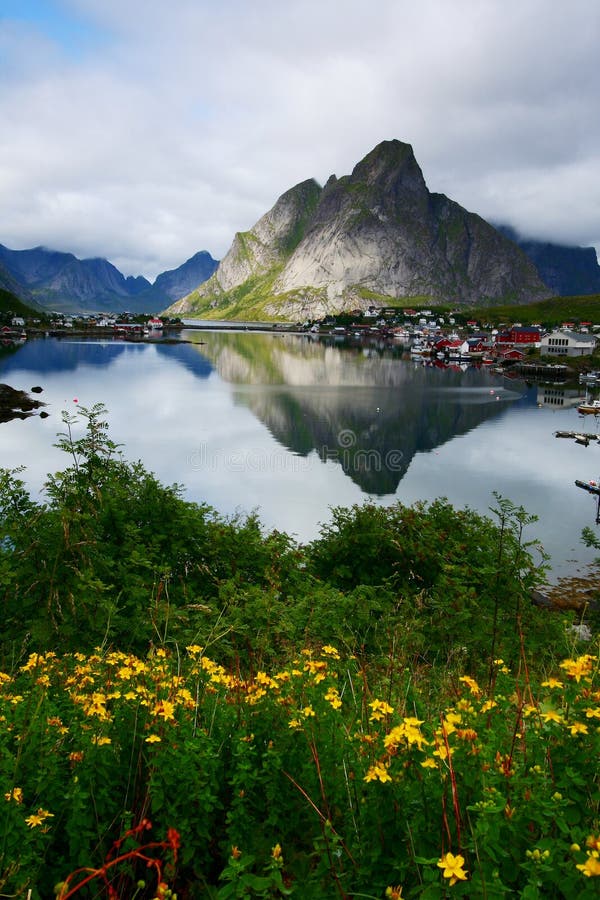 Blumen, See und Berg stockbild. Bild von kanal, klippe - 1991287
