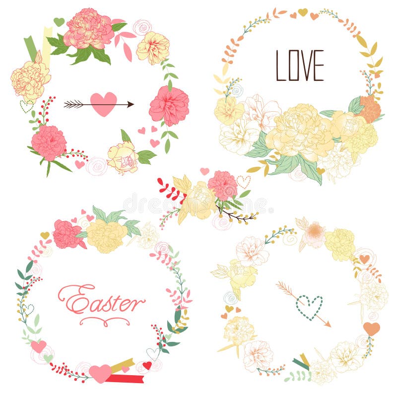 Blumenrahmen-Sammlung vektor abbildung. Illustration von laub - 39463036