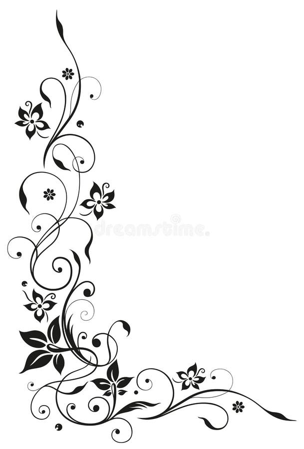 Blumenranke, Blumen, Schwarz Vektor Abbildung - Illustration von kreativ, dekorativ: 33650821