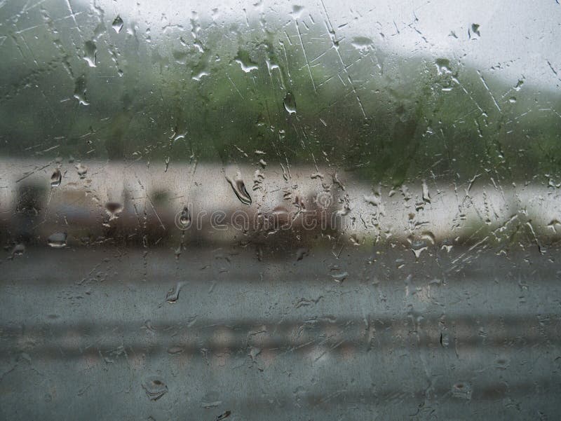 Abstract Rainfall on the Mirror Image Train Stock Image - Image of ...